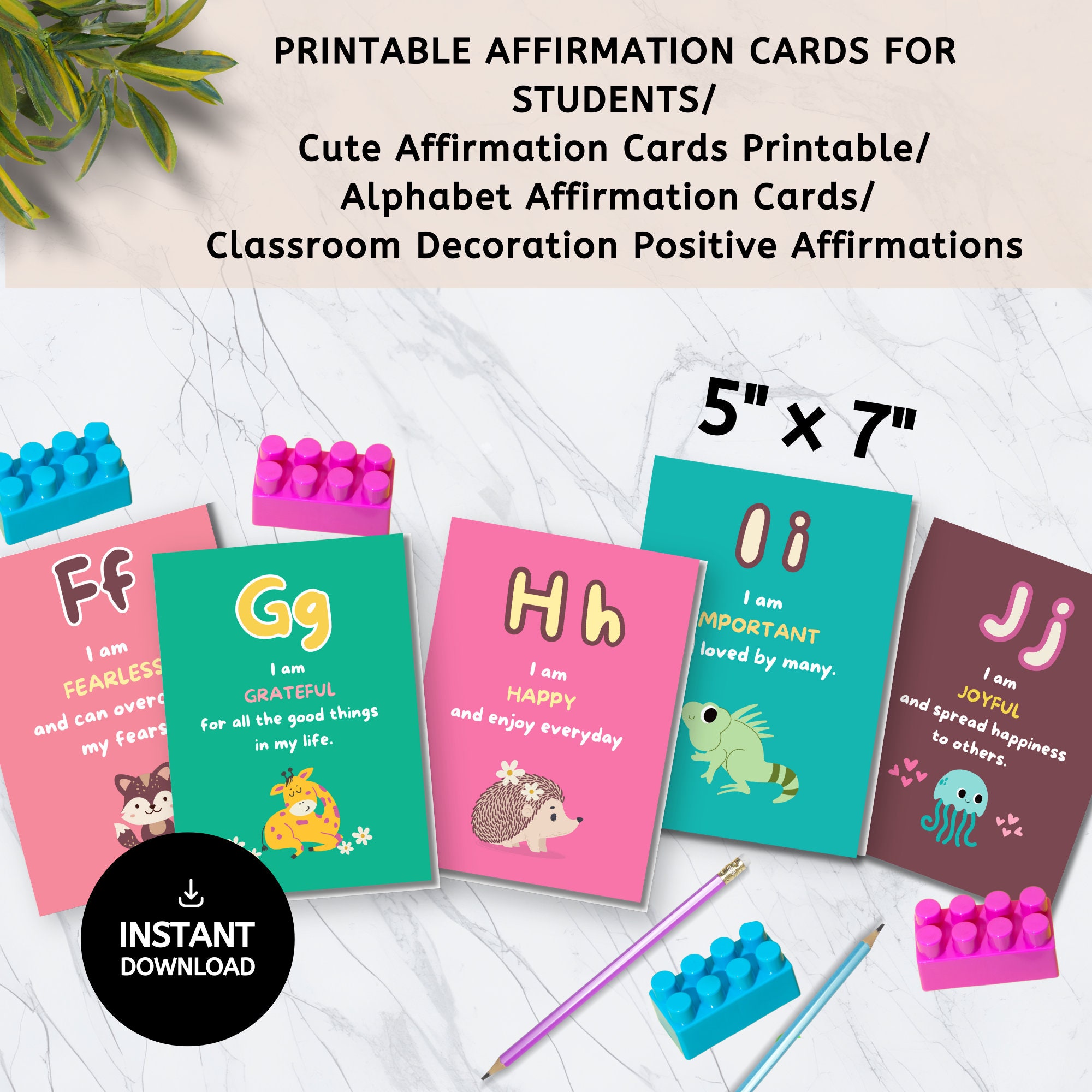 Alphabet Affirmation Cards/ Printable Affirmation Cards for Students ...