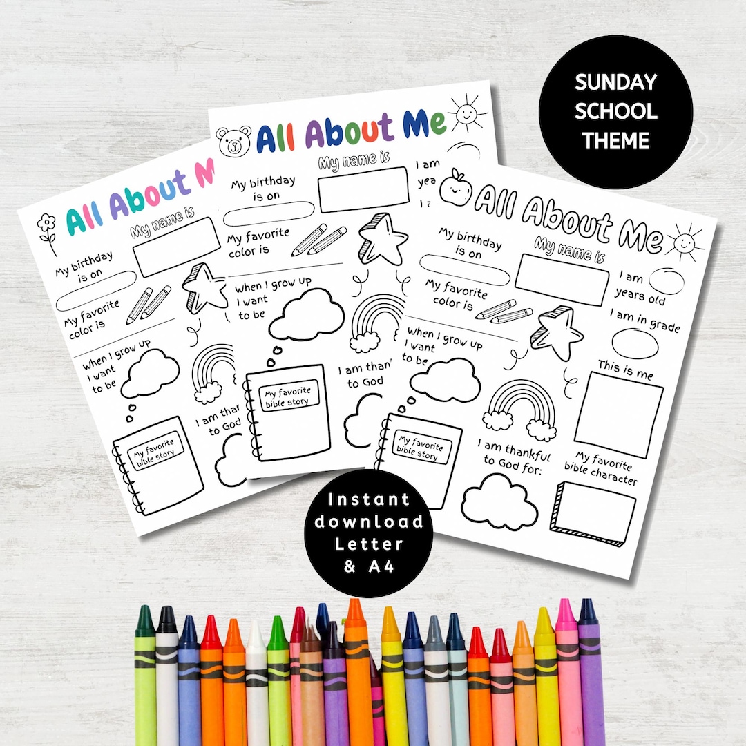 Sunday School All About Me, Preschool Questionnaire, Printable Activity ...