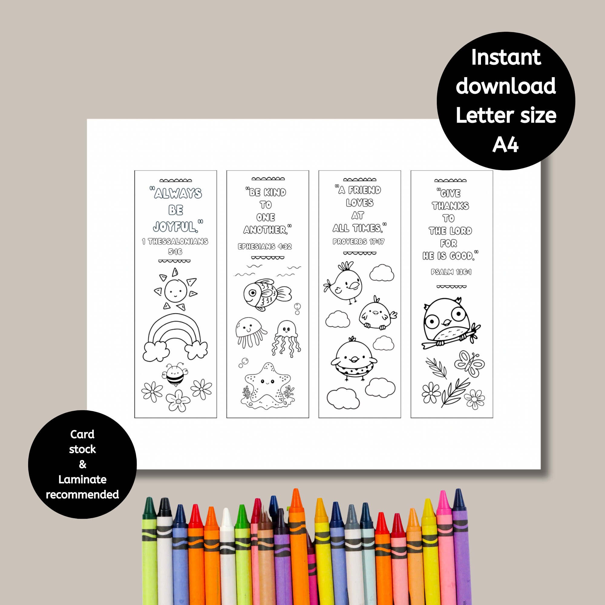 Kids Bible Verse Coloring Bookmark Printable, Sunday School Craft ...