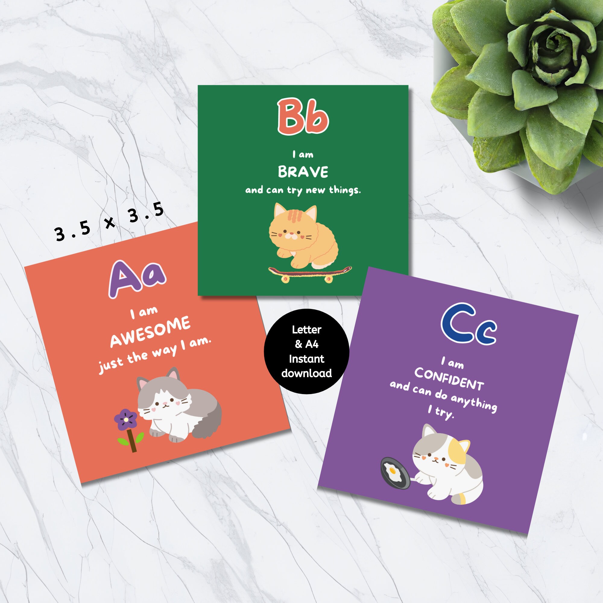 Alphabet Affirmation Cards, Printable Kids Flash Cards, Educational ...