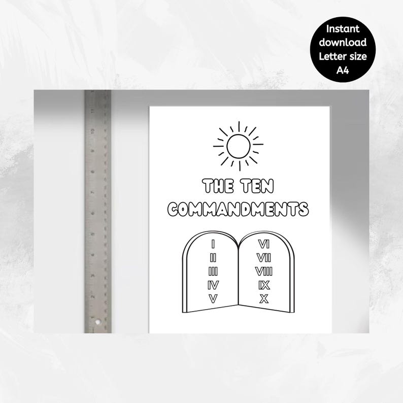 10 Commandments Activity Sheets and Colored Posters Set, Kids Bible ...