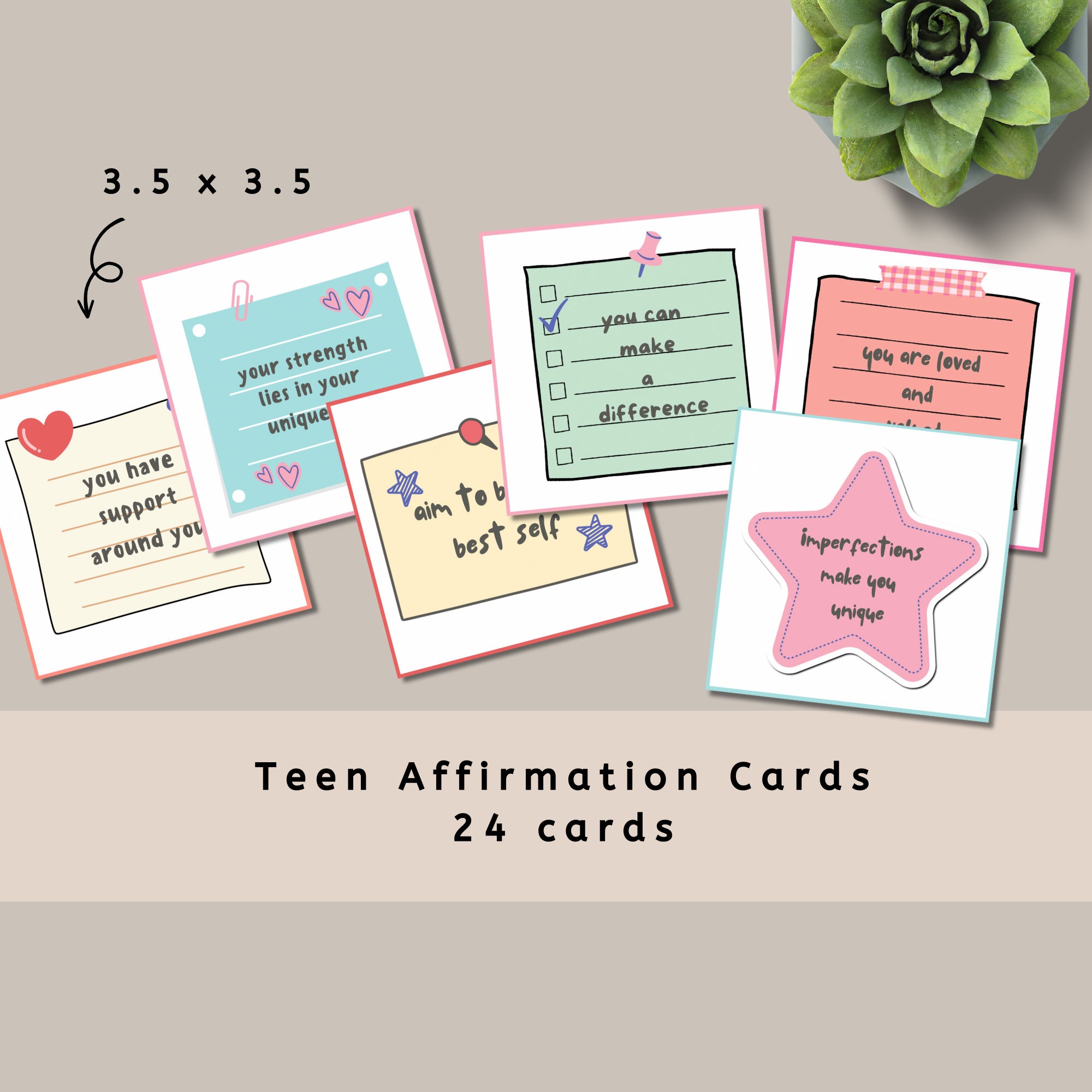 Positive Affirmation Cards for Teens, Teen Mental Health Affirmations ...