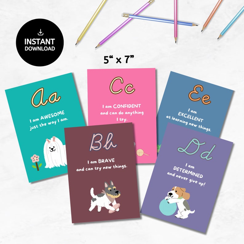 Alphabet Affirmation Cards, A to Z Positive Flashcards for Kids ...