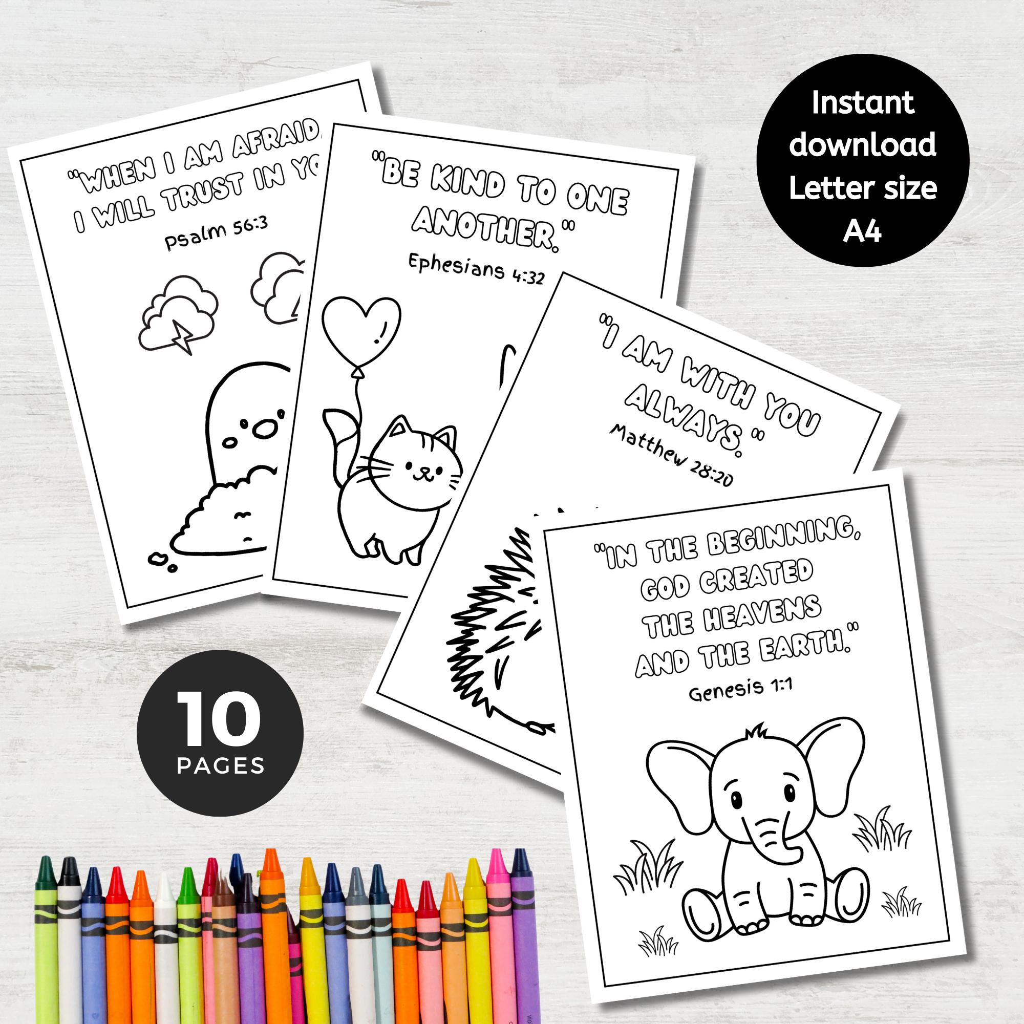 Preschool Bible Verse Coloring, Sunday School Craft, Printable ...