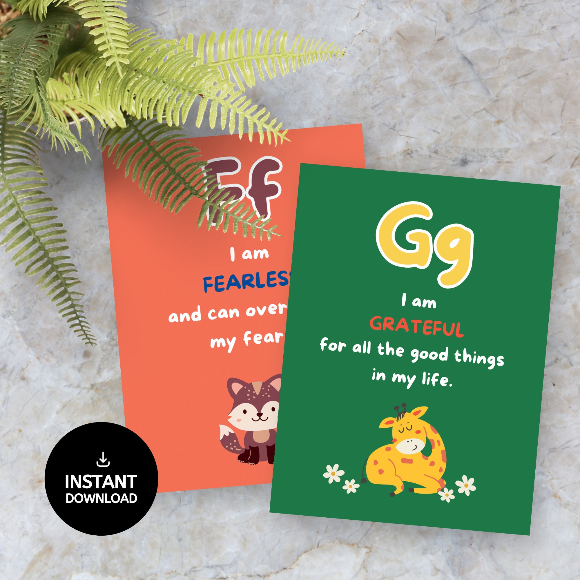 Affirmation Alphabet Cards for Kids, Printable Positive Affirmations ...