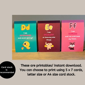 Alphabet Affirmation Cards/ Printable Affirmation Cards for Students ...