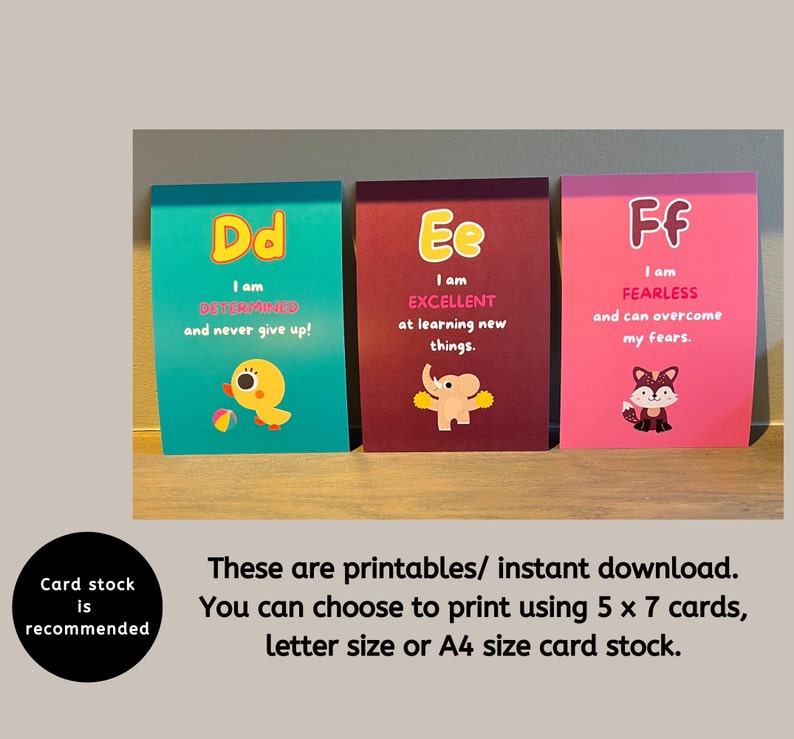 Alphabet Affirmation Cards/ Printable Affirmation Cards for Students ...