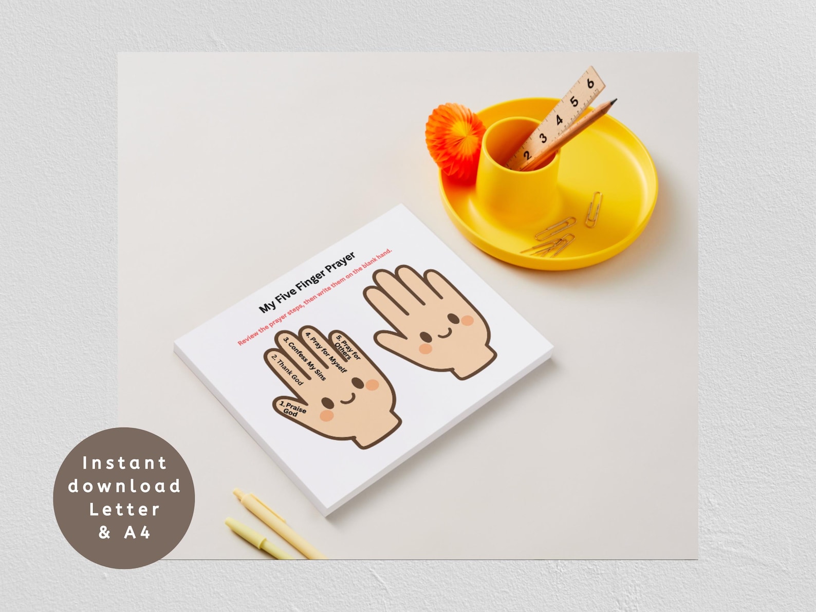 Prayer Bible Lesson Activity Kit, Printable Five Finger Guide and ...