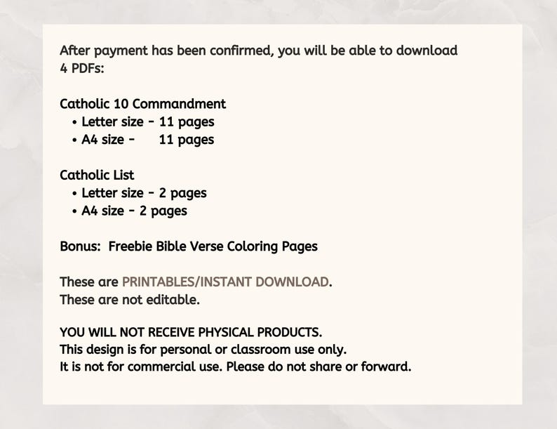 Catholic 10 Commandments Coloring Pages for Kids, Printable Catechism ...