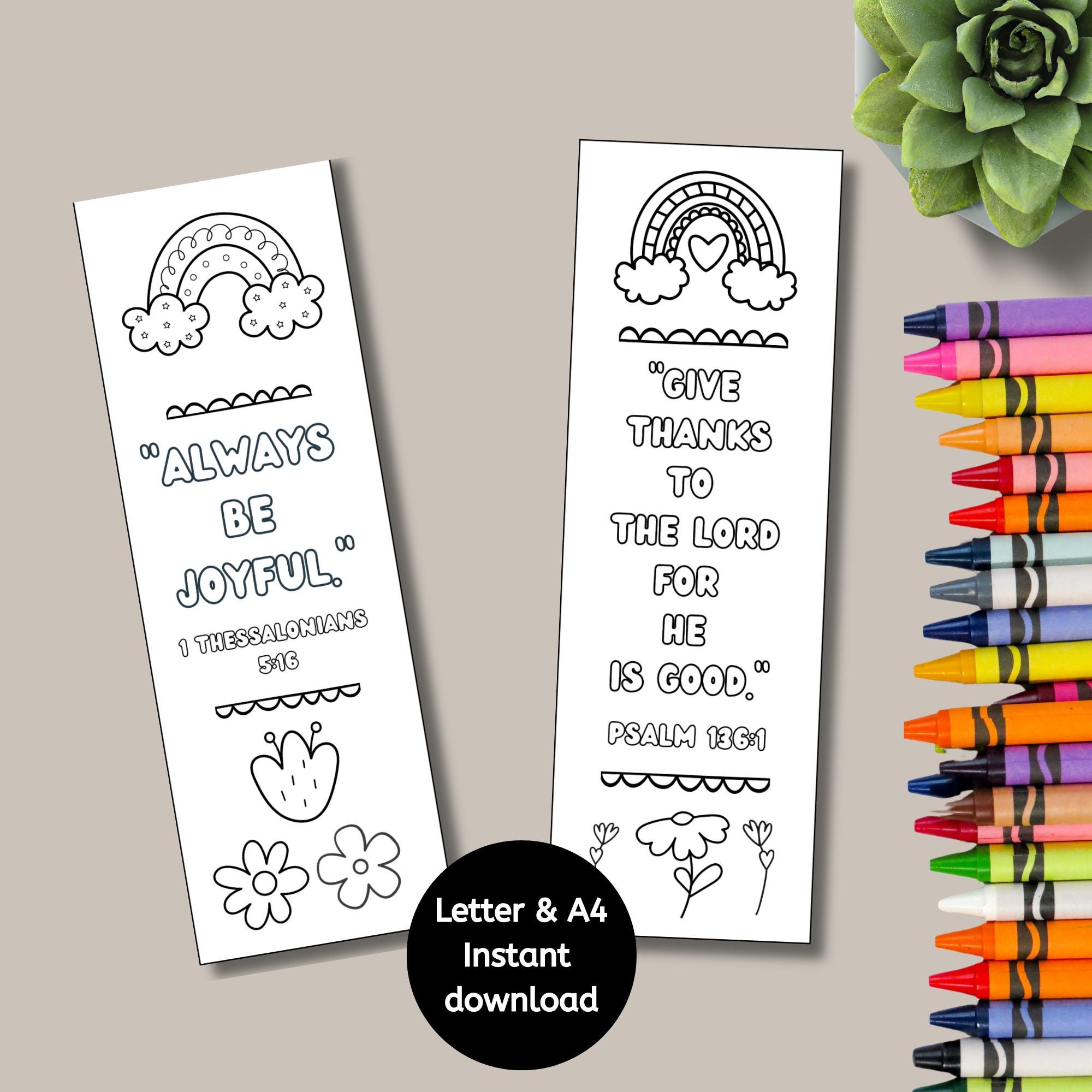Kids Bible Verse Coloring Bookmark Printable, Sunday School Craft ...
