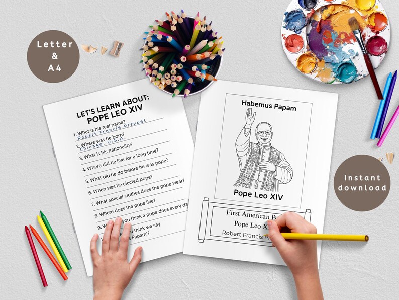 Pope Leo XIV Printable Coloring Page, Habemus Papa, Catholic New Pope ...