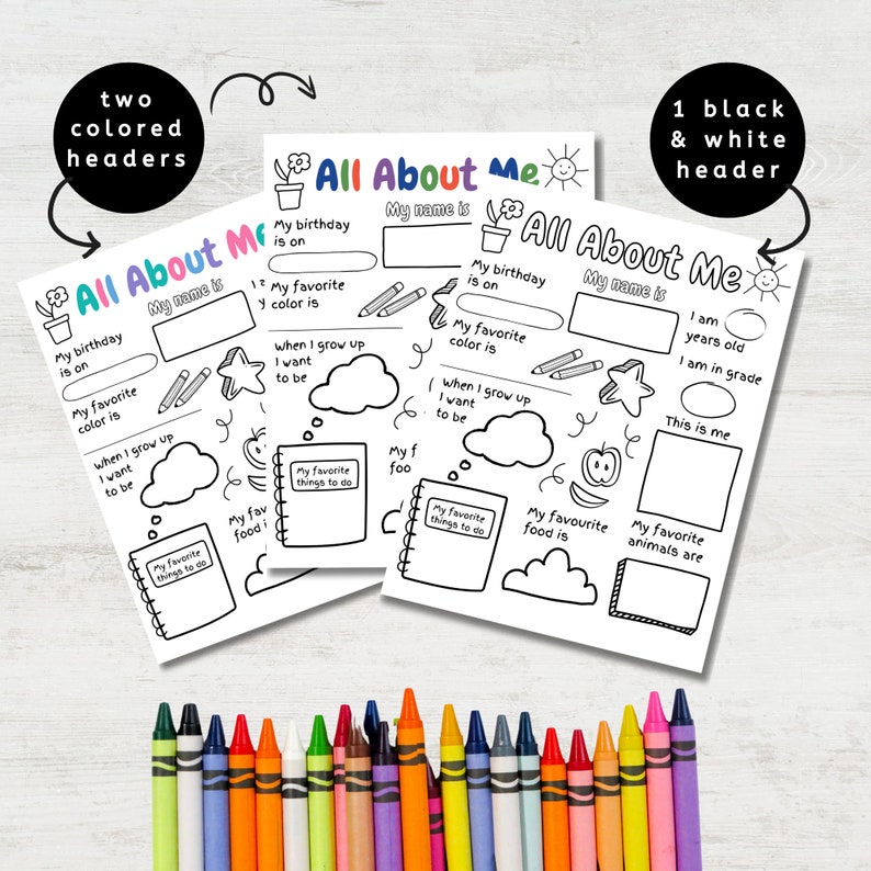 All About Me Coloring Sheets, Preschool Questionnaire, Printable ...