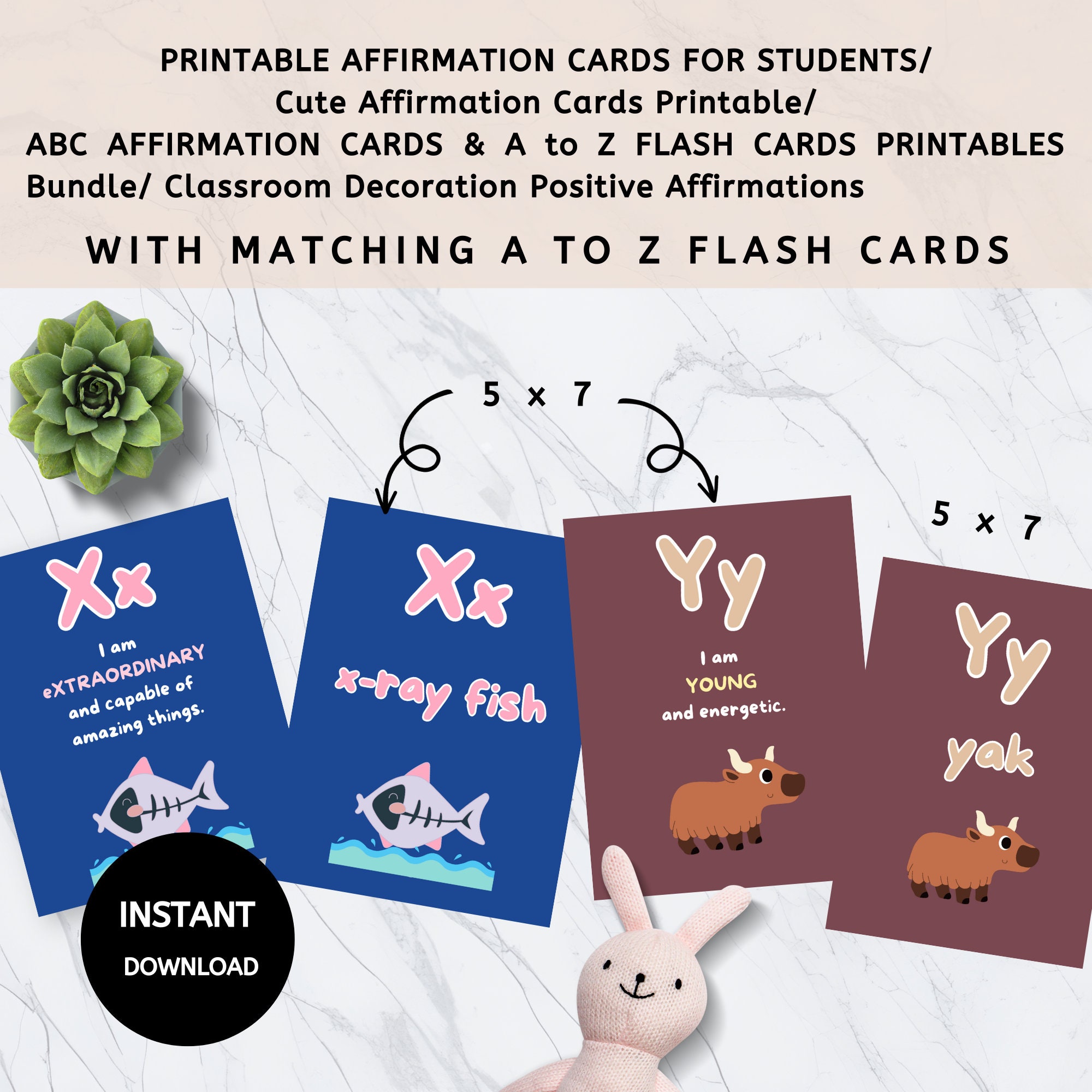 Alphabet Affirmation Cards Bundle, Printable Affirmation Cards for ...