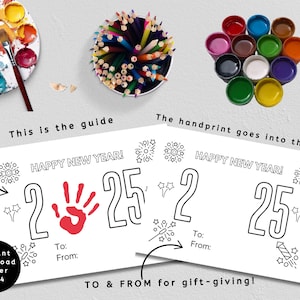 Happy New Year Handprint Craft, New Year Toddler Art, 2025 Keepsake ...