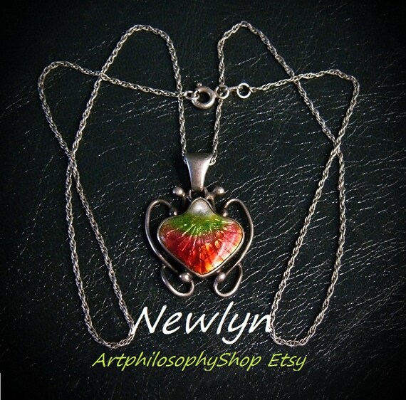 Rare Antique Newlyn Enamel Strawberry Silver Pendant … - Gem