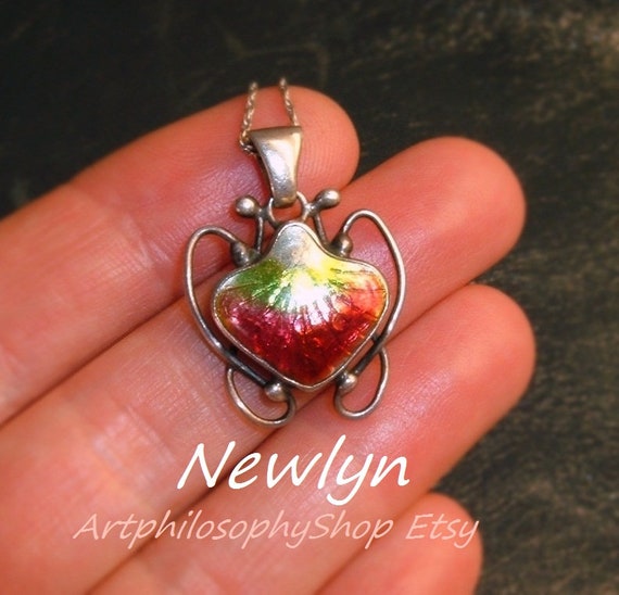 Rare Antique Newlyn Enamel Strawberry Silver Pendant … - Gem