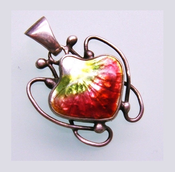Rare Antique Newlyn Enamel Strawberry Silver Pendant … - Gem