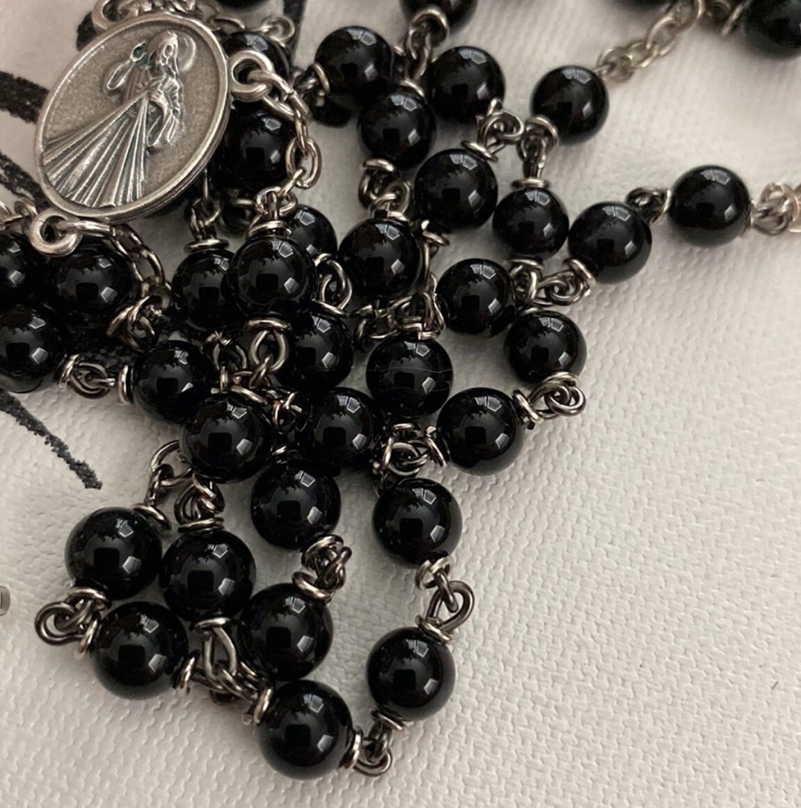 Ornate Black Divine Mercy Rosary - Etsy