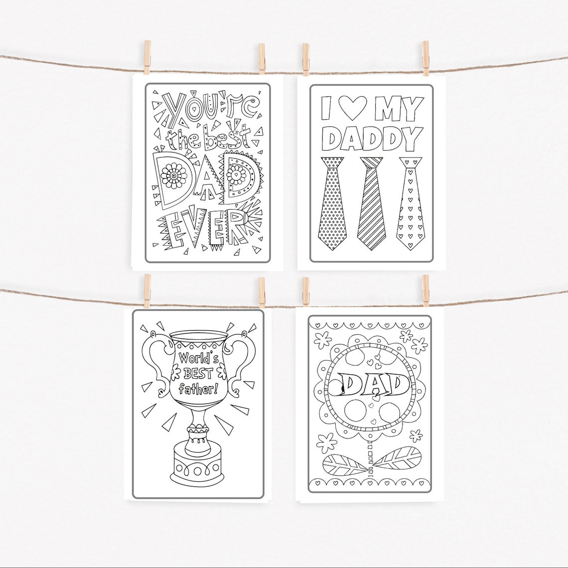 Father's Day Card Bundle, Printable Father's Day Coloring Pages, Father ...
