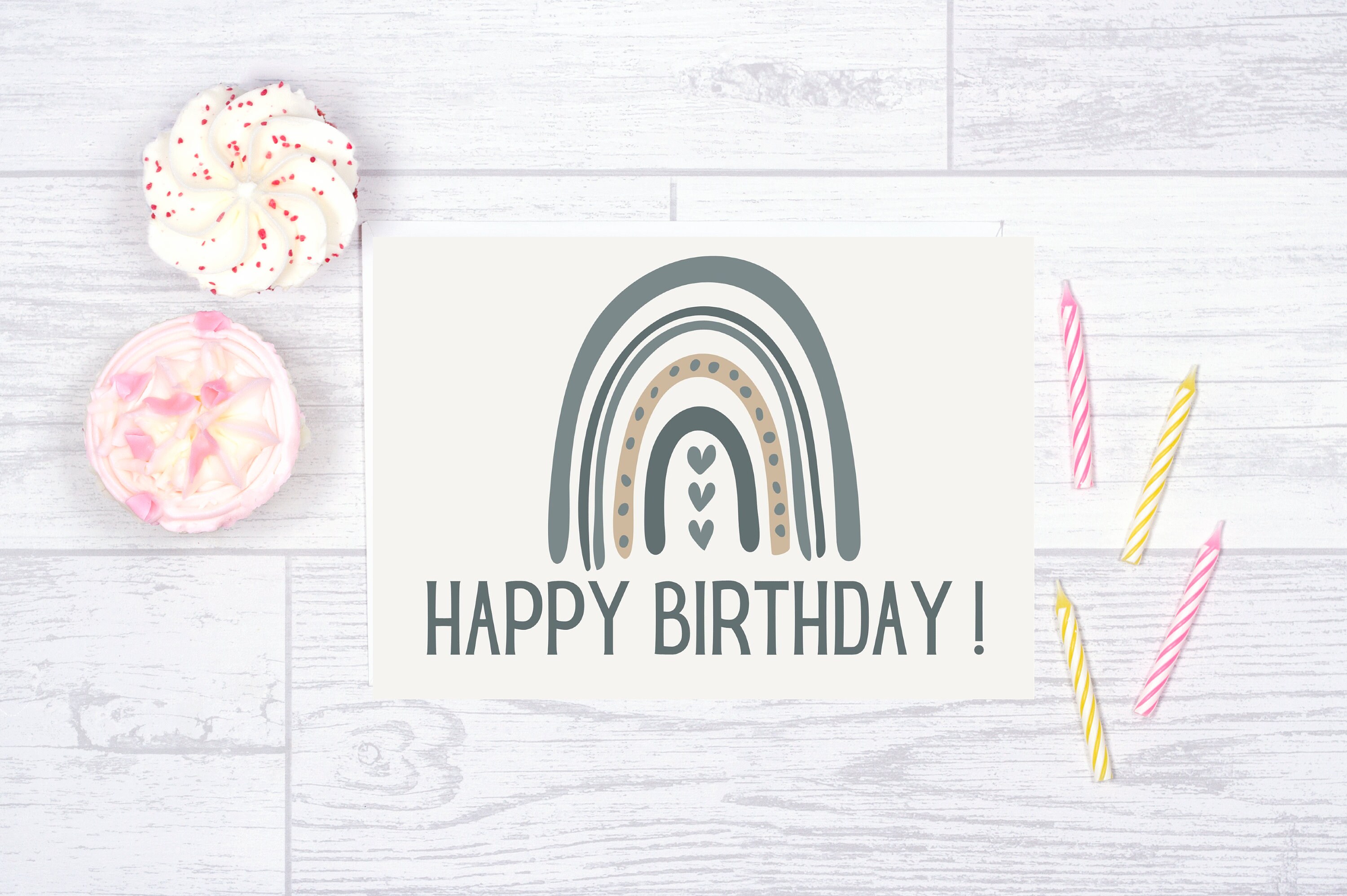 Boho Rainbow Birthday Card, Rainbow Happy Birthday Card, Digital ...