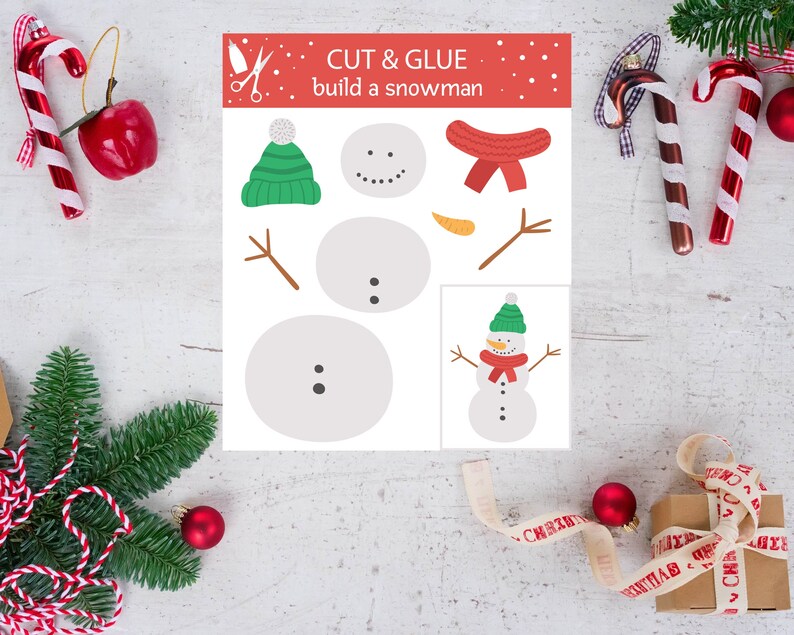 Christmas Activity for Kids, Holiday Game for Kids, Christmas Cut and ...