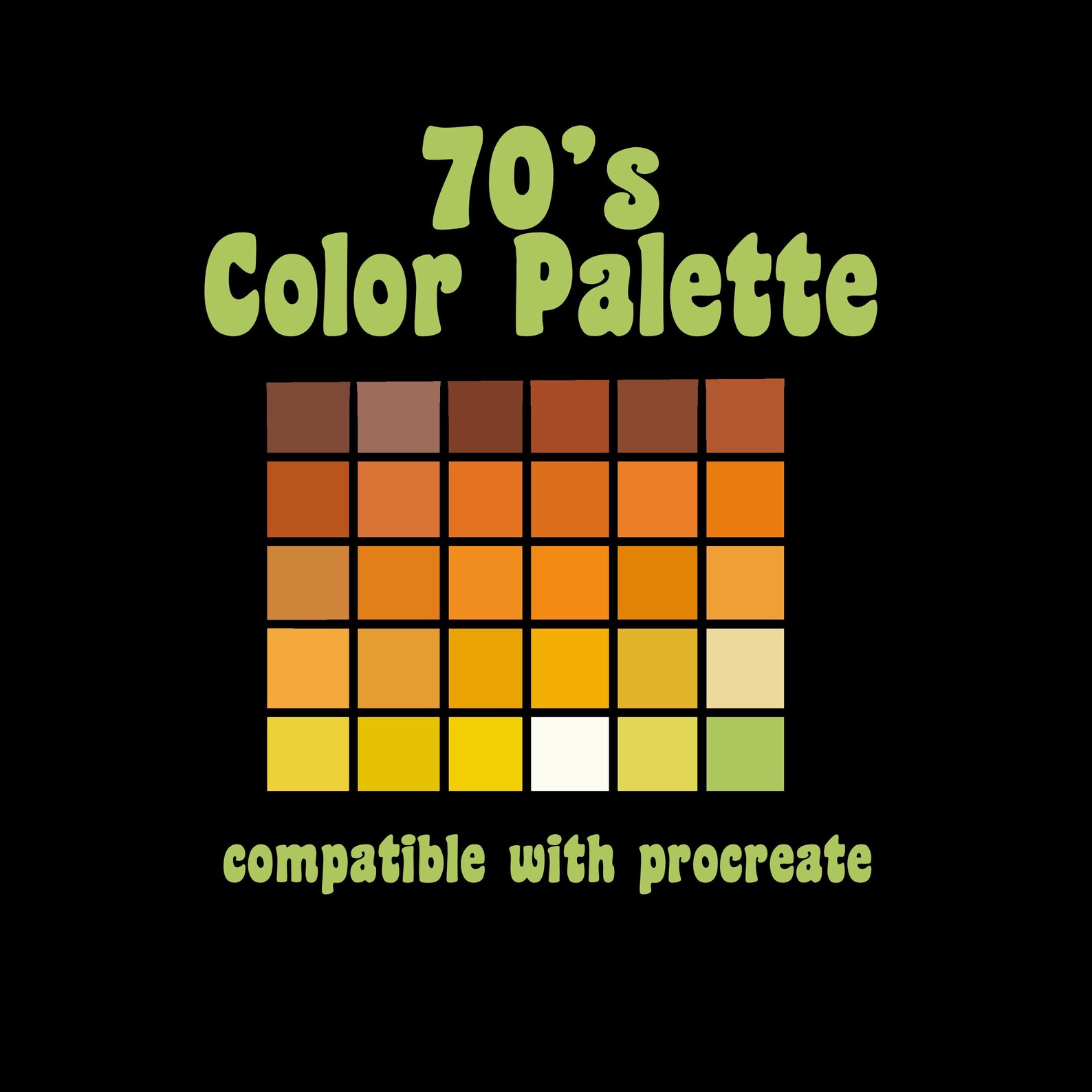 70's Color Palette Compatible With Procreate DIGITAL | Etsy