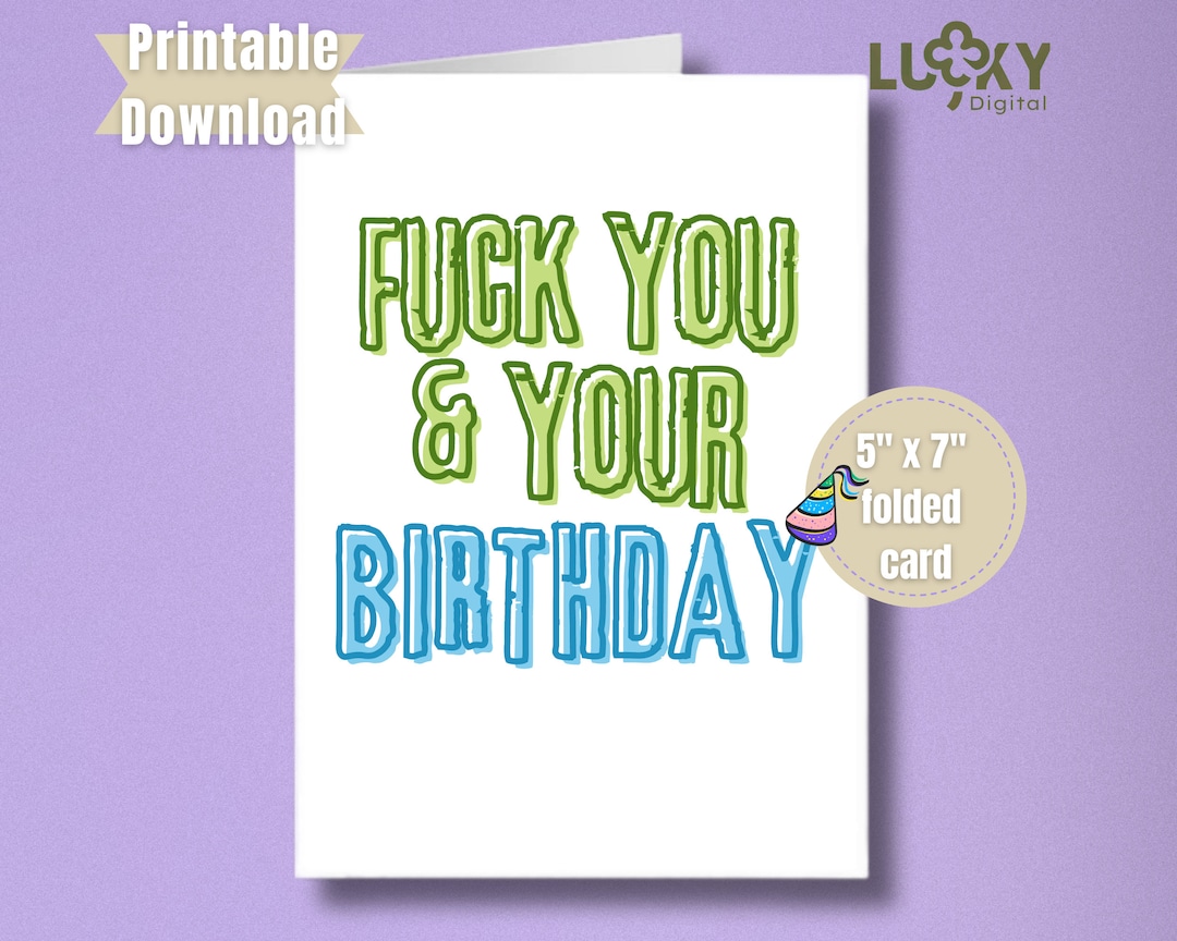Funny Printable Curse Birthday Card for Friend Greeting Card Instant ...