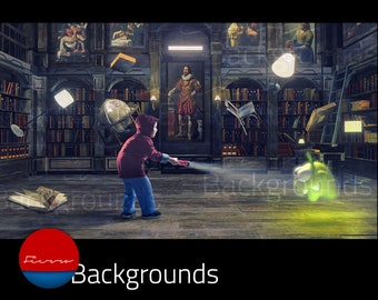 Haunted Library Backdrops - Etsy