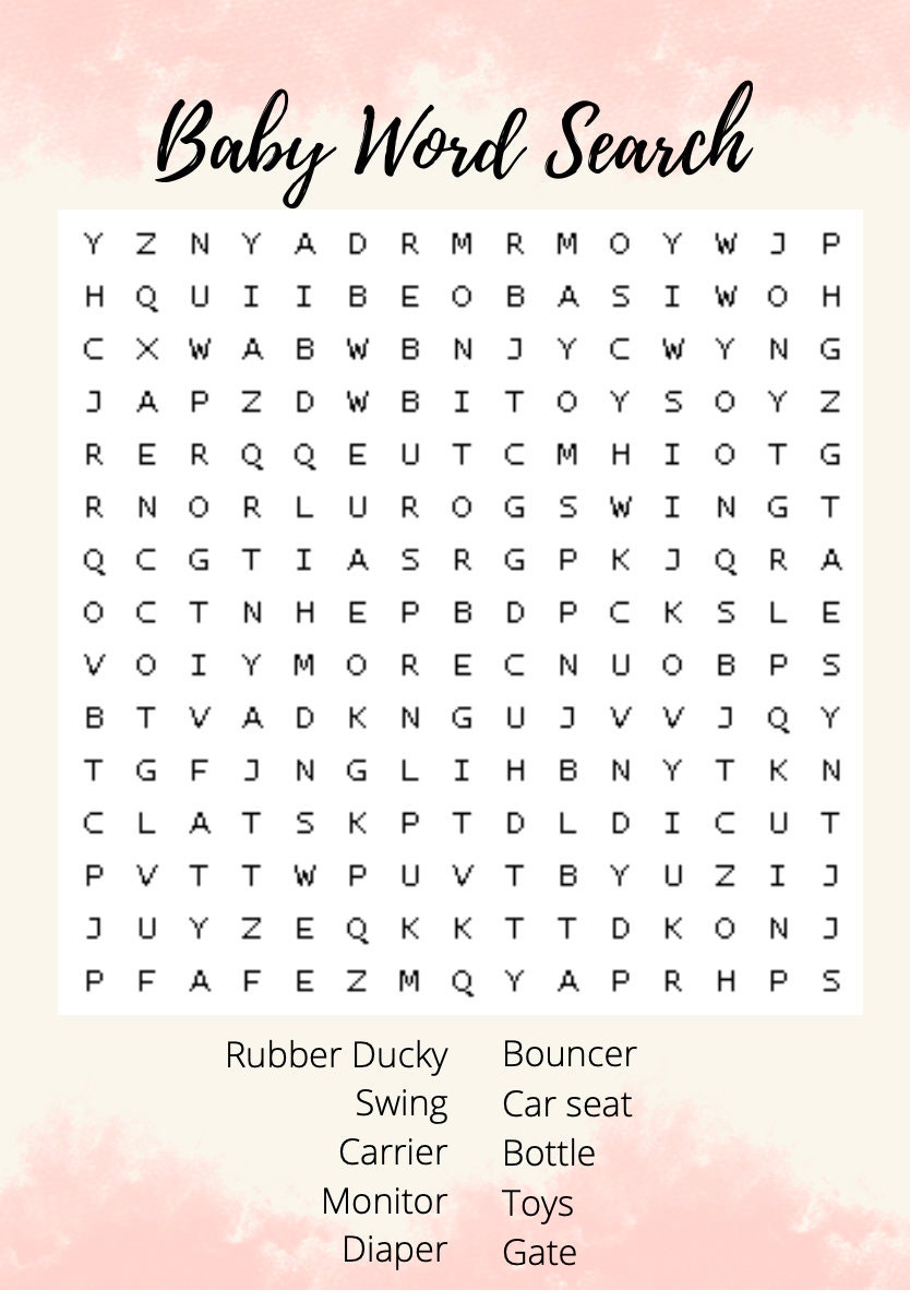 3 Baby Shower Games With Pink Theme and Answer Keys: Baby Word Scramble ...