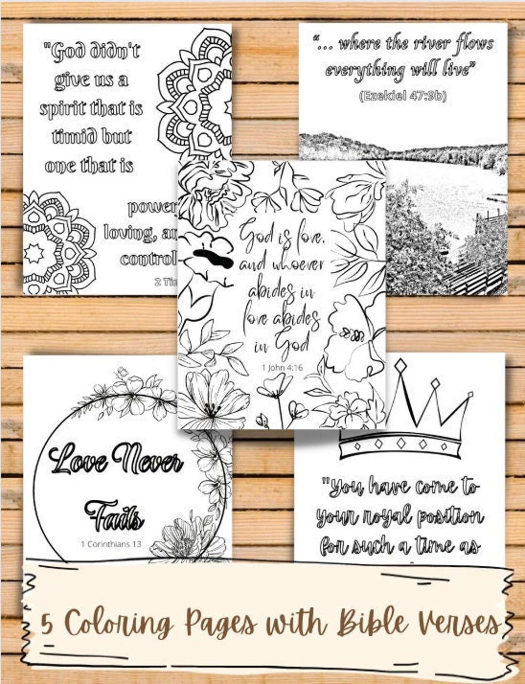 Bible Verse Coloring Pages Digital Download, 5 Pages, Adult or Child ...