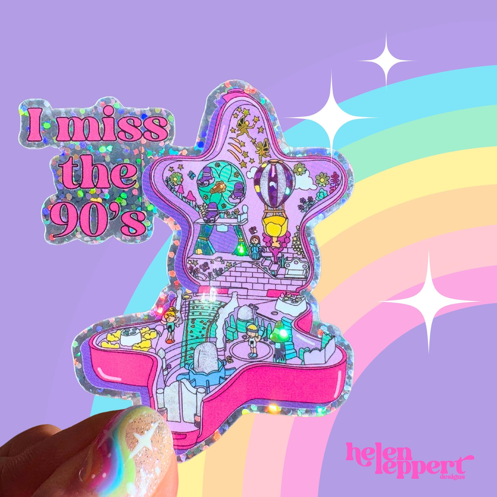 1990s Vintage Bluebird Polly Pocket Compact Inspired Decal Laptop ...