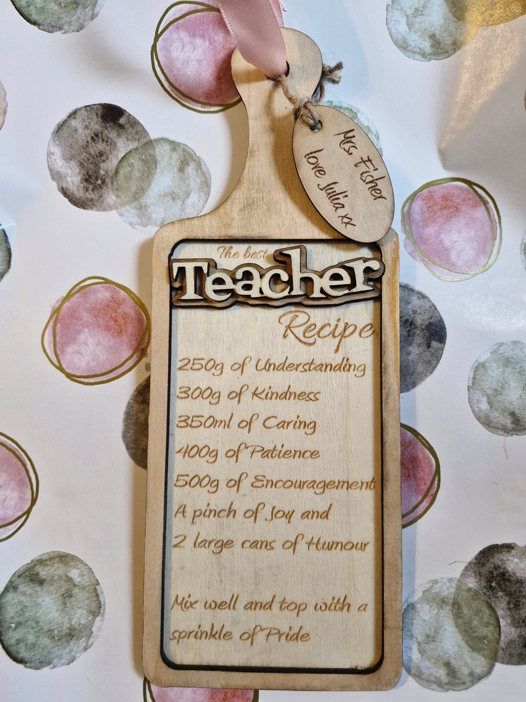 Personalised Teacher Recipe Hanging Sign, Birch Plywood Gift - Etsy