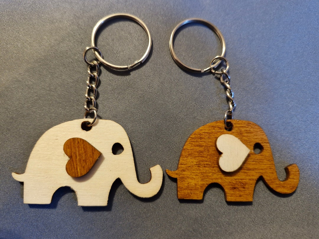 Pair of Cute Elephant Keyring Gift, Elephant Gift for Her / Him, Gift ...