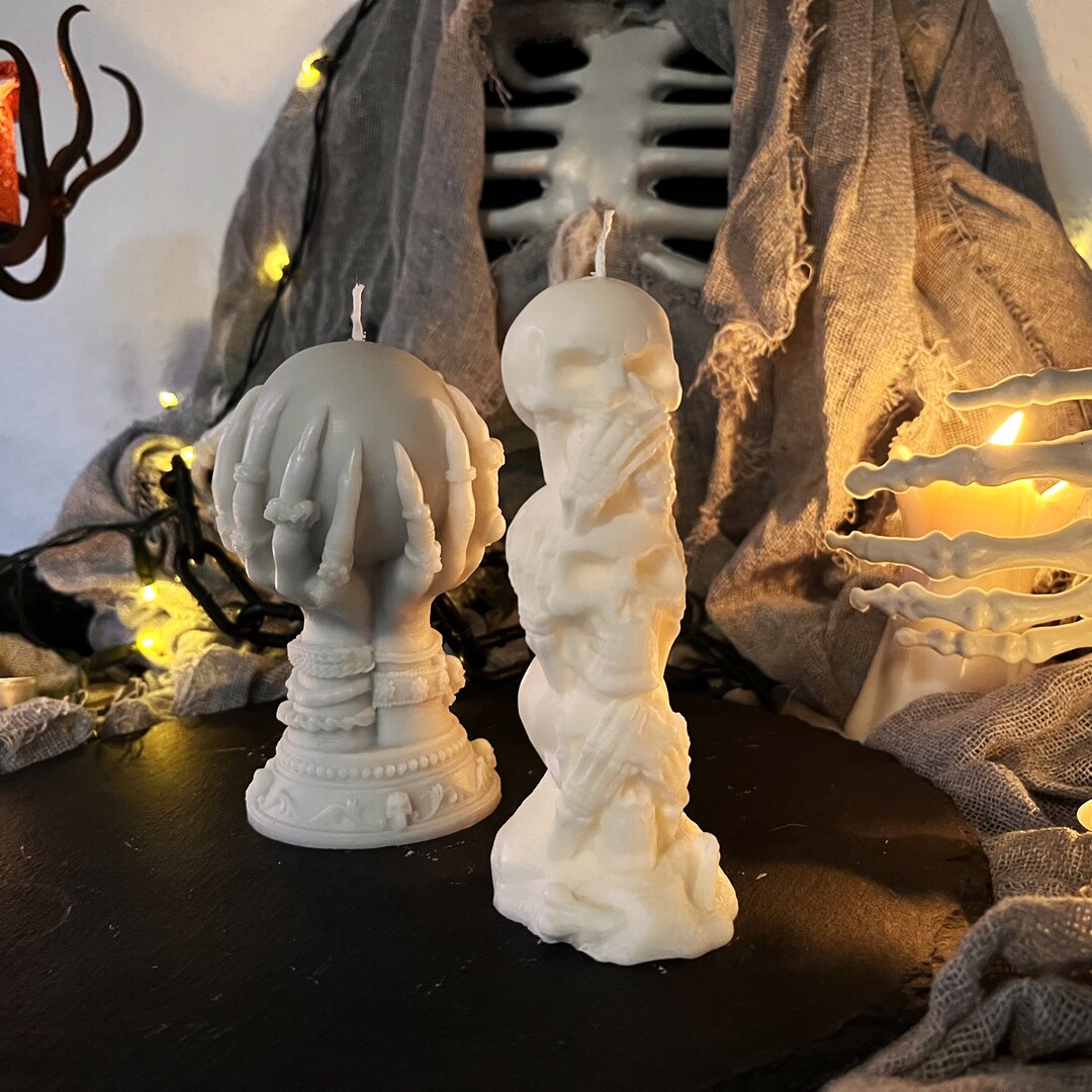Skull Candle - Halloween Decoration - Horror Decoration - Gothic Candle ...