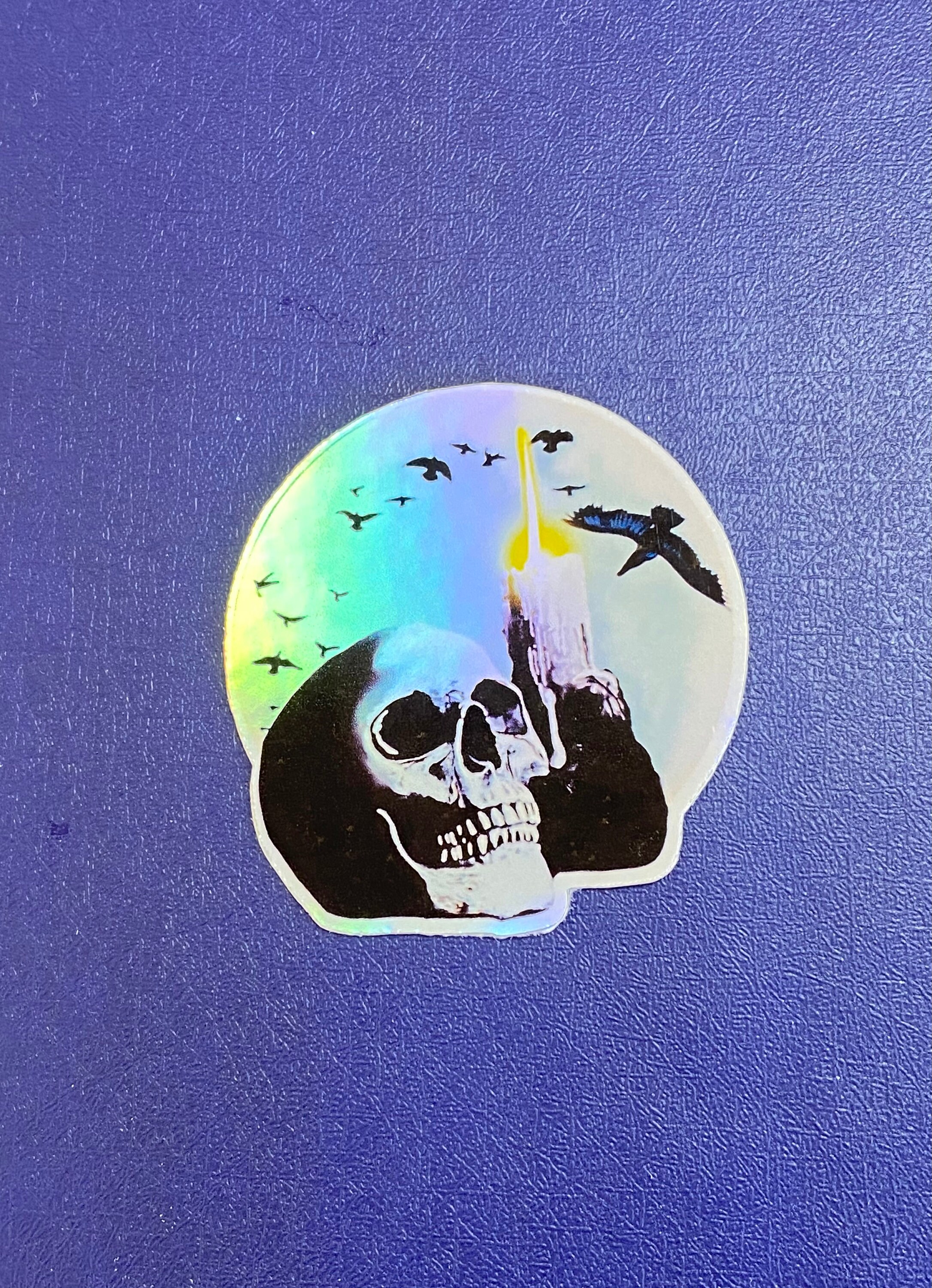 Skull Moon Holographic Sticker - Etsy