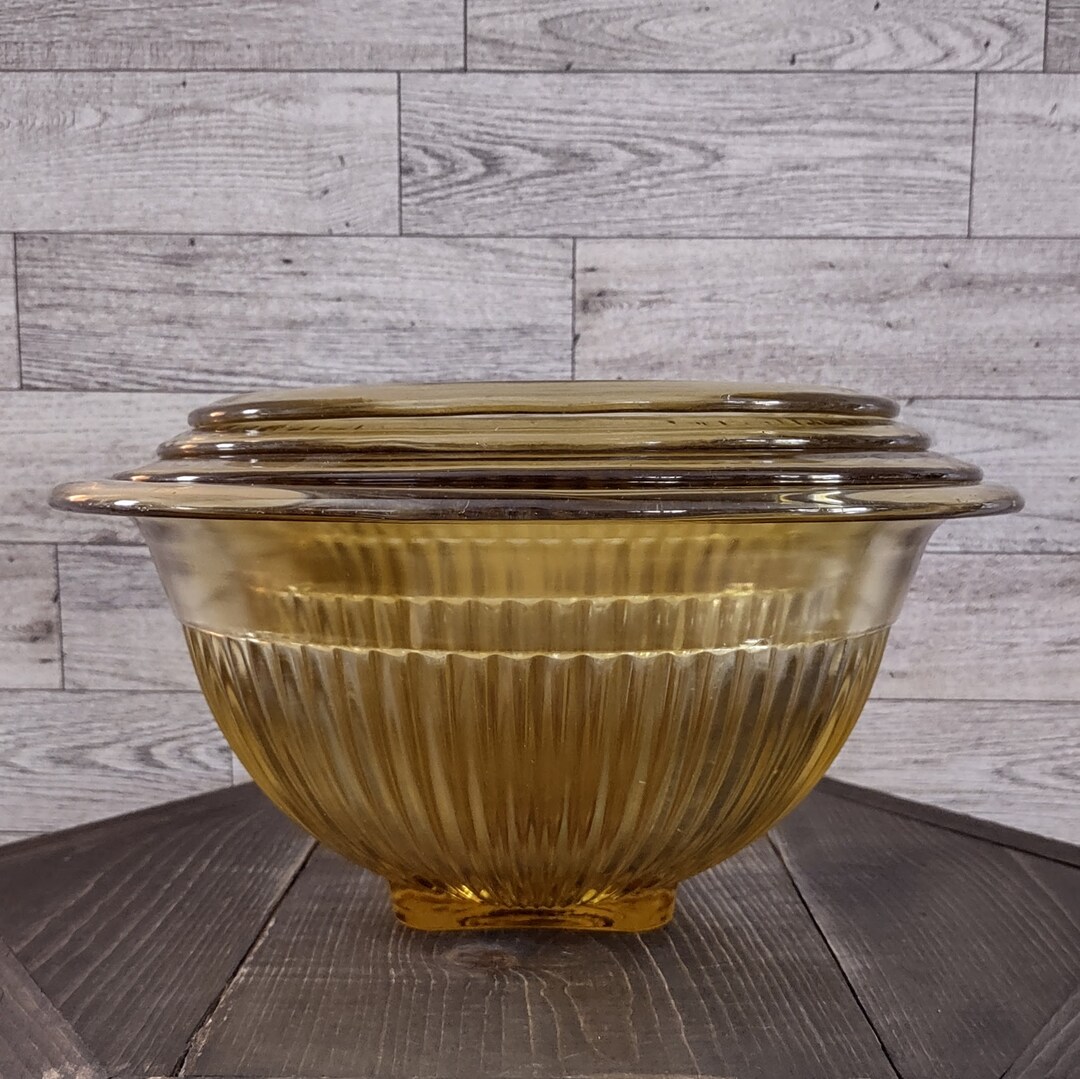 Vintage 1930s Federal Glass Golden Glow Ribbed Bowls Set of 4 ...