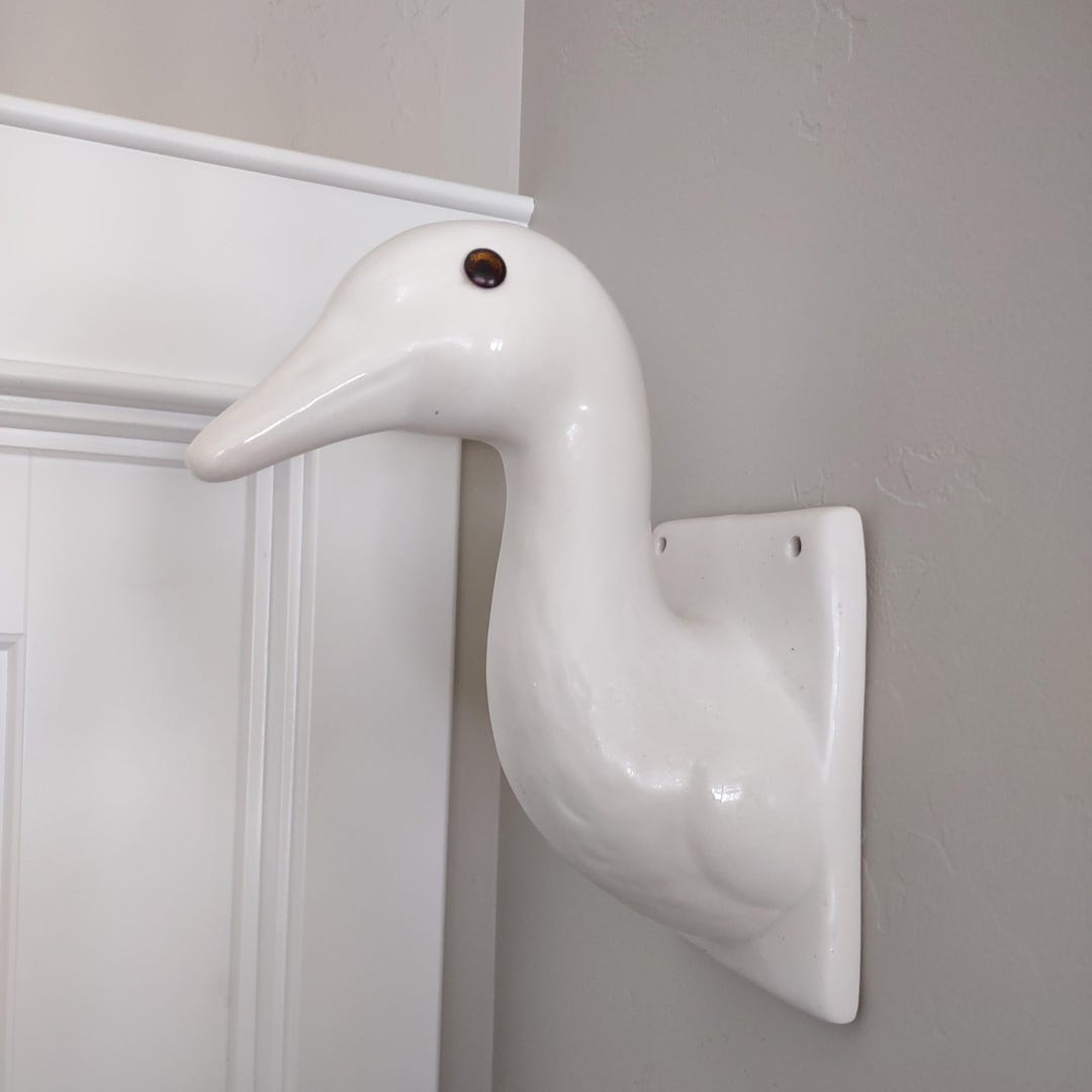 Vintage White Ceramic Goose Bird Figurine Coat Hook Wall Decor/vintage ...