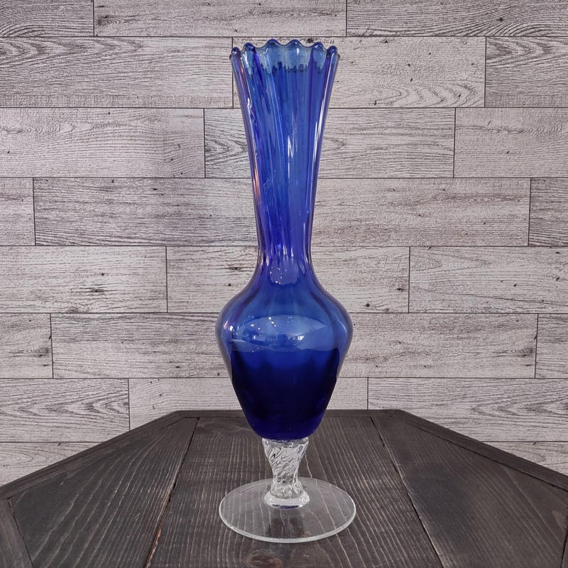 Footed Glass Vase - Etsy