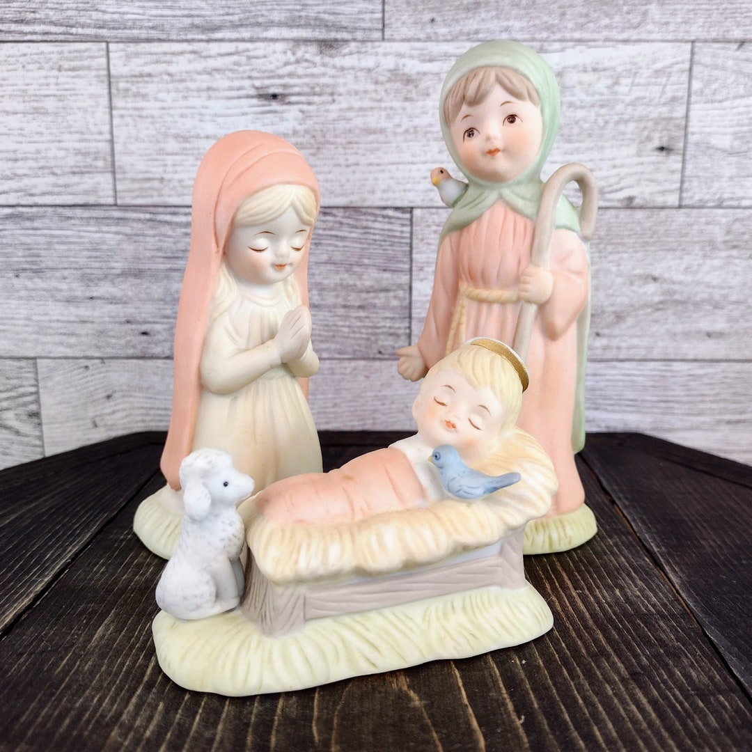 Vintage the Christopher Collection by Lefton Nativity Bisque Pastel ...
