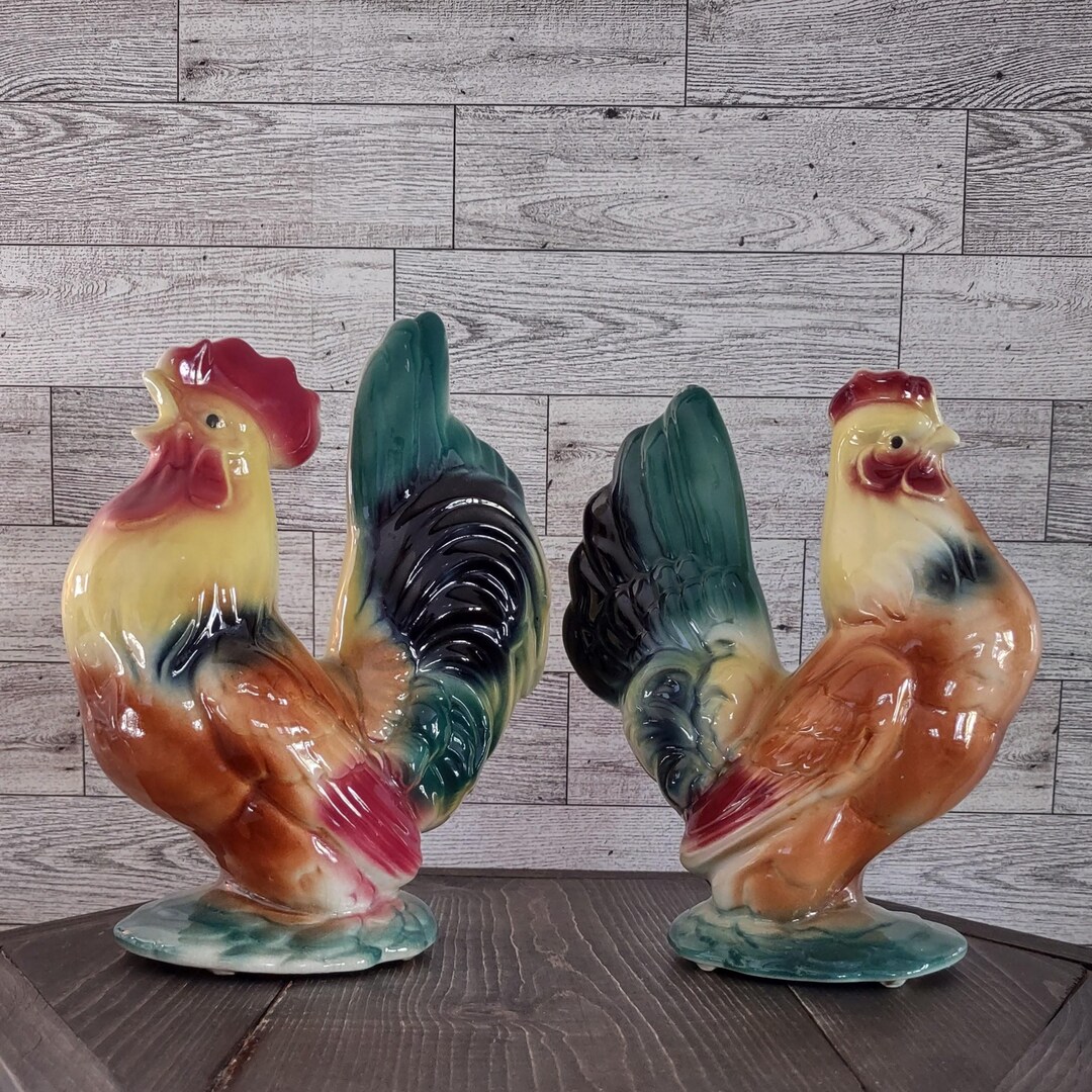 Vintage Mid Century 1950s Royal Copley Ceramic Rooster and Chicken ...