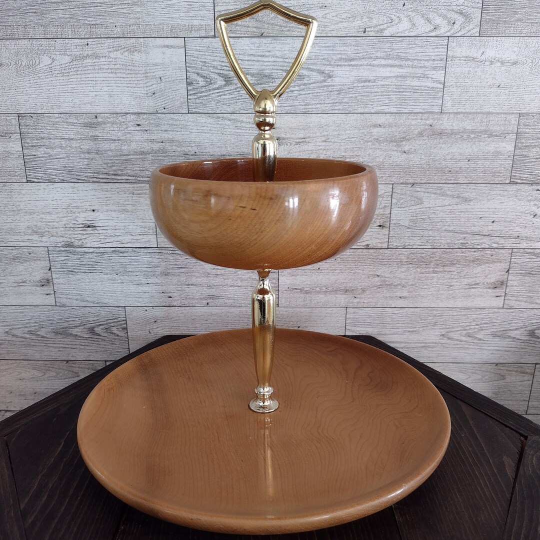 Vintage Mid Century the House of Myrtlewood 2 Tier Wood Tray Oregon ...