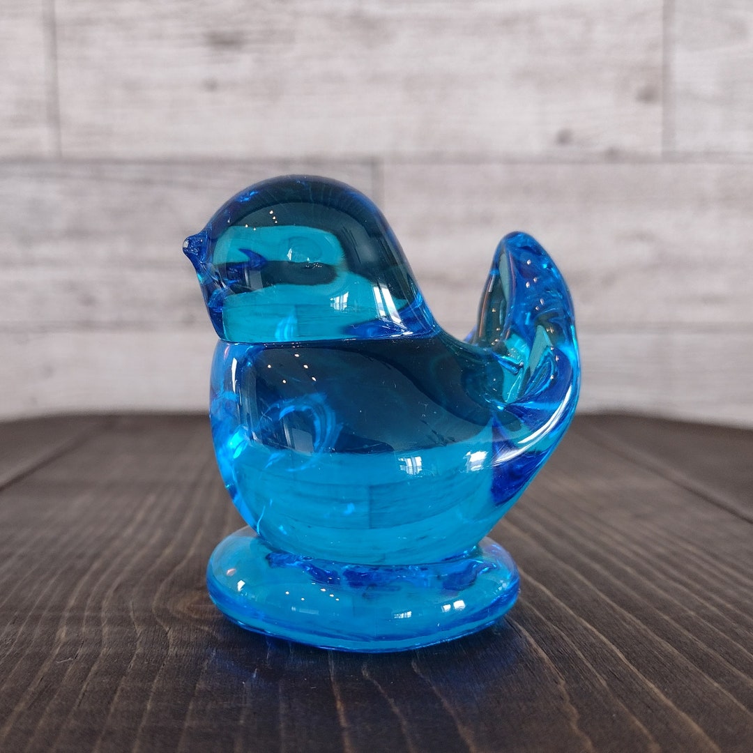 Vintage Small Blue Glass Bird “bluebird of Happiness” Figurine Tail ...