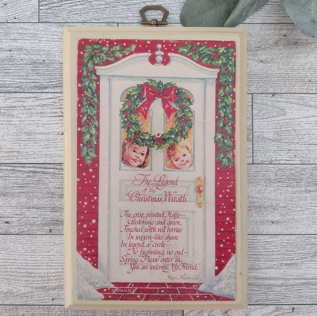 Vintage 1978 Small Wood Plaque the Legend of the Christmas Wreath Poem ...