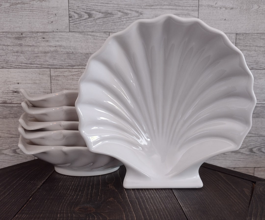 Vintage White Ceramic Seashell Bowls Dishes Set of 6 Japan/vintage ...