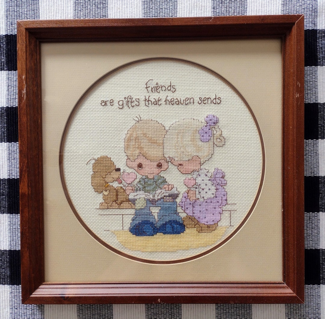 Vintage Completed 1984 Precious Moments Cross Stitch friends - Etsy