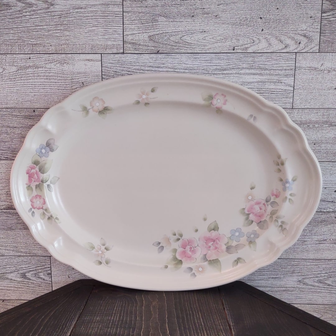 Vintage Pfaltzgraff Tea Rose Pattern Ceramic Stoneware Oval Platter ...