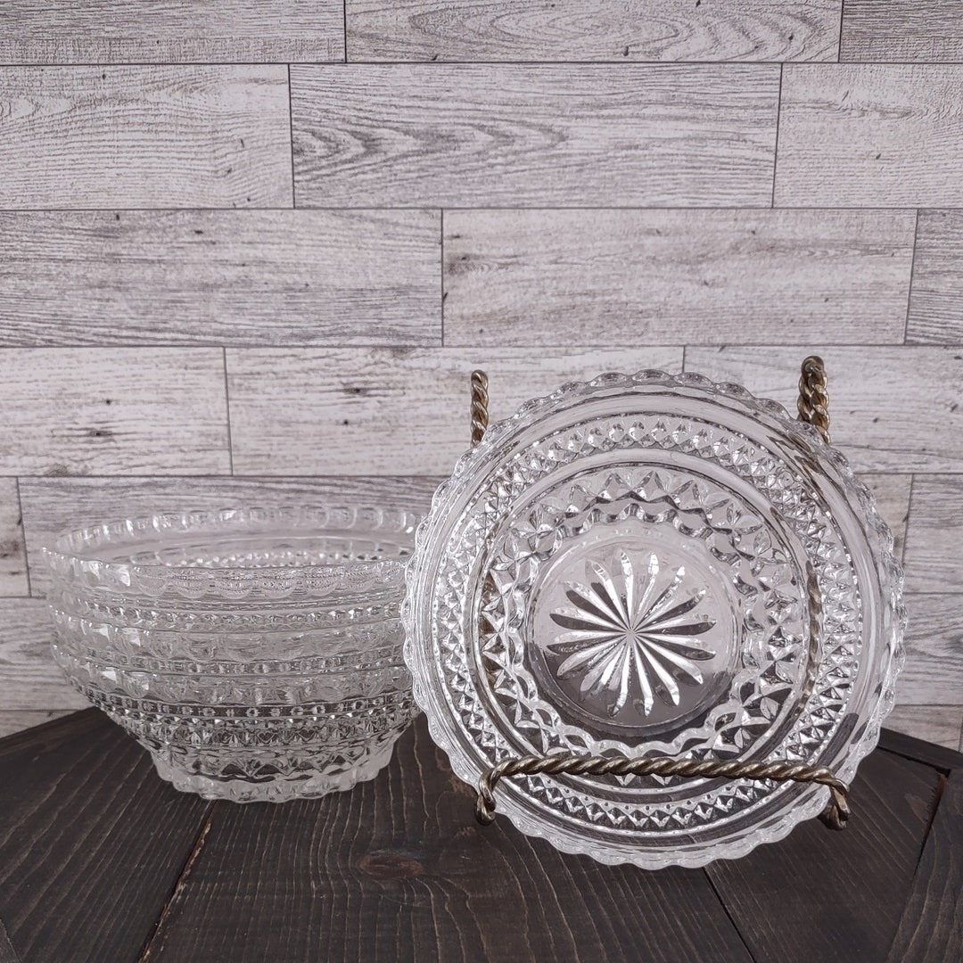 Vintage Anchor Hocking Wexford Pattern Small Clear Glass Dessert Fruit ...