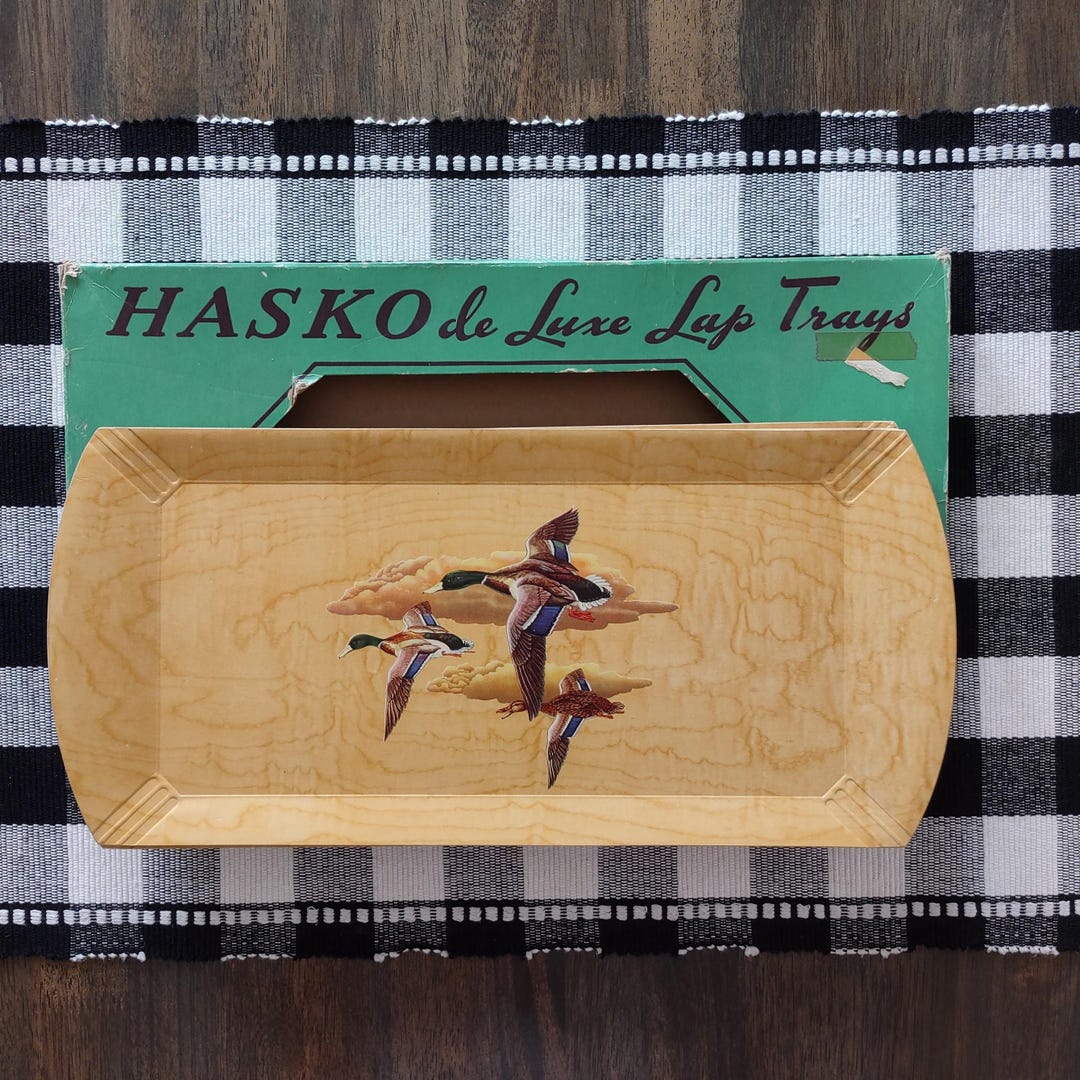 Vintage Mid Century Hasko De Luxe Lap Mallard Duck Party Trays Set of 4 ...