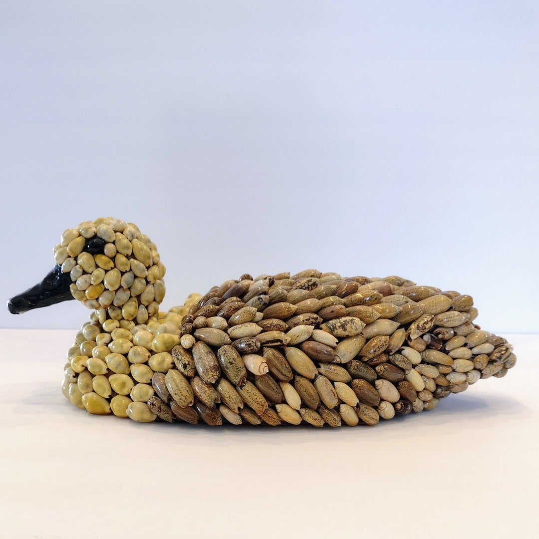 Vintage Mid Century Seashell Paper Mache Duck Figurine Decoy Style ...