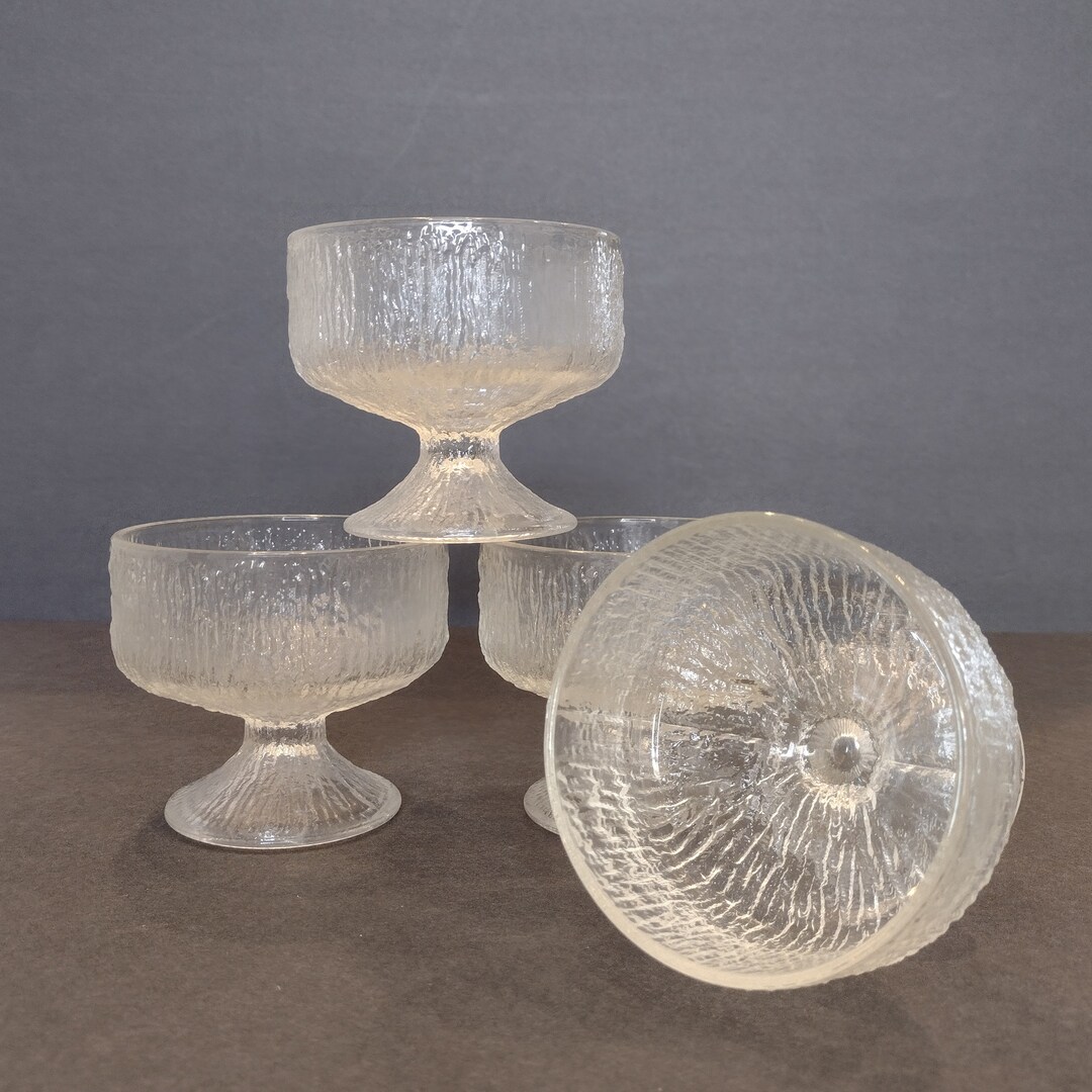 Vintage Indiana Glass Crystal Ice Dessert Dishes 3607 Stemmed Bowls Set ...